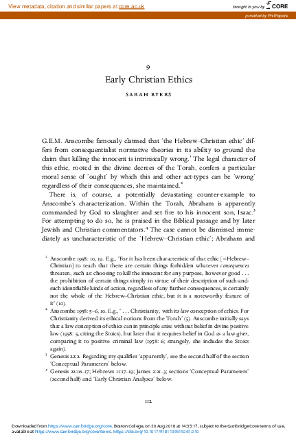 (PDF) Early Christian Ethics
