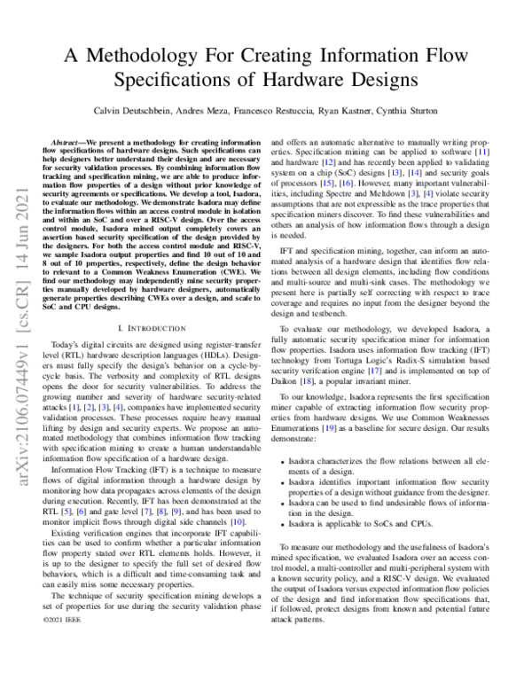 (PDF) A Methodology For Creating Information Flow Specifications of ...