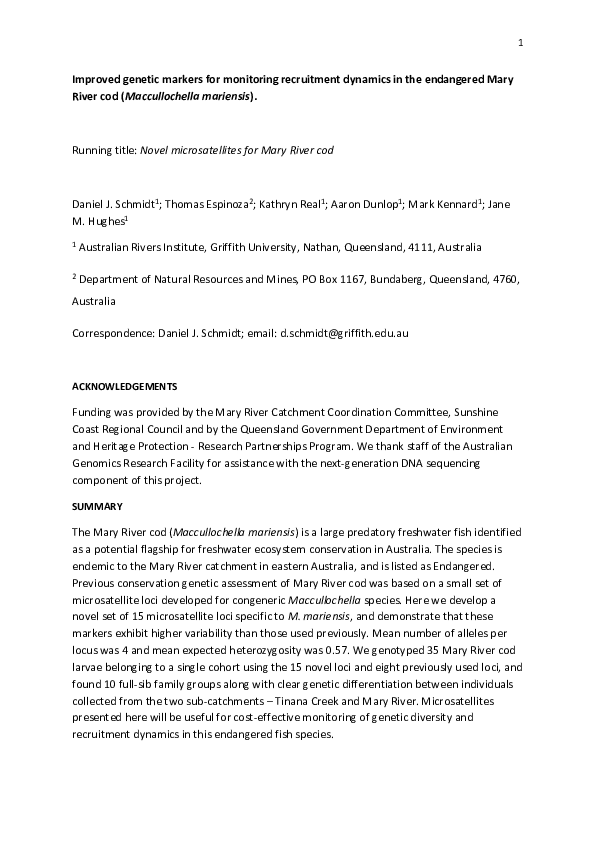 (PDF) Improved genetic markers for monitoring recruitment dynamics in ...