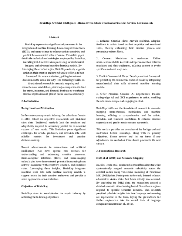 (PDF) BrainRap Artificial Intelligence -Brain-Driven Music Creation in ...