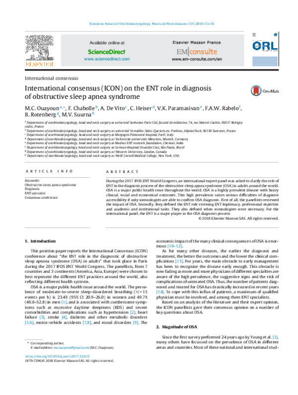 (PDF) International consensus (ICON) on the ENT role in diagnosis of ...