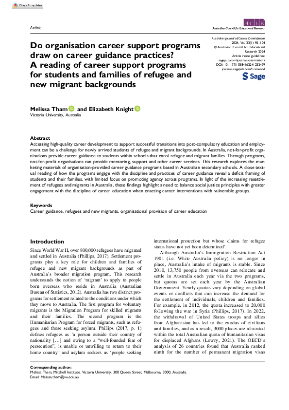 (PDF) Do organisation career support programs draw on career guidance ...