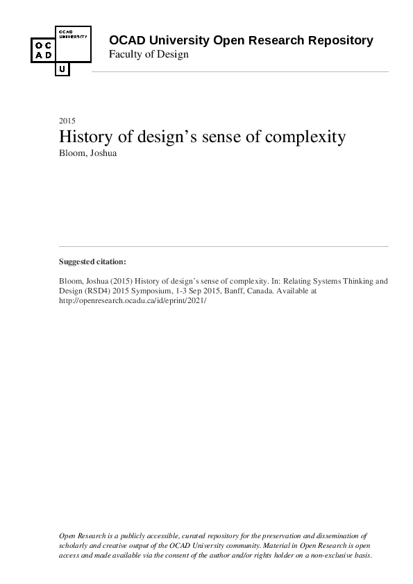 (PDF) History of design’s sense of complexity