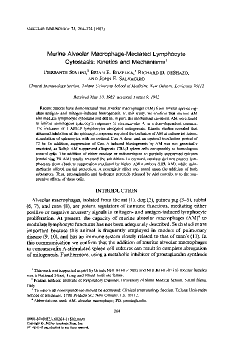 (PDF) Murine alveolar macrophage-mediated lymphocyte cytostasis ...