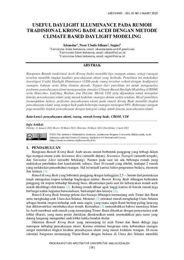 (PDF) Useful Daylight Illuminance Pada Rumoh Tradisional Krong Bade Aceh Dengan Metode Climate ...