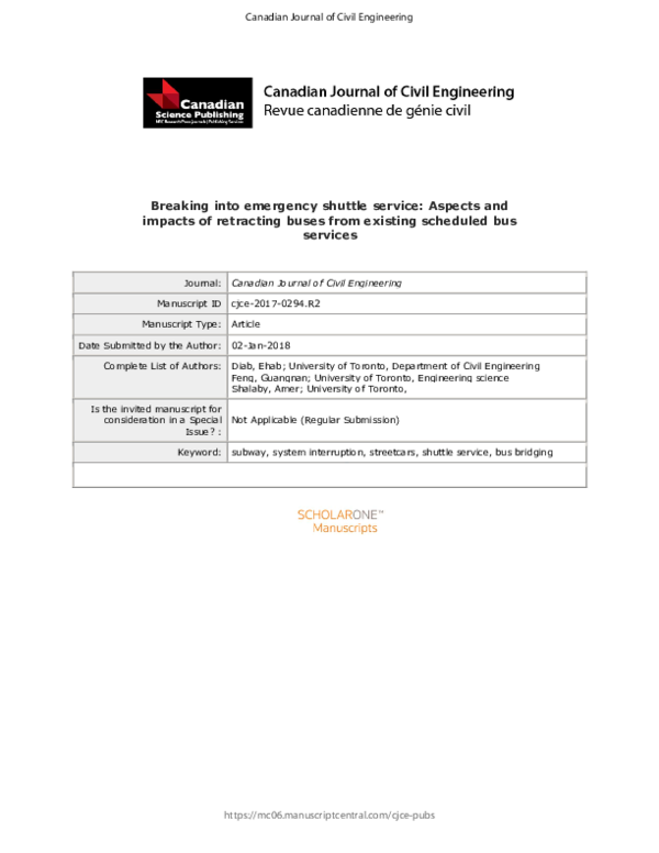 Pdf Breaking Into Emergency Shuttle Service Aspects And Impacts Of