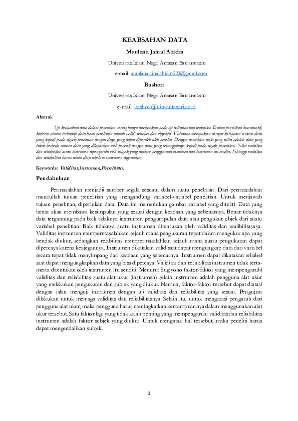 (PDF) KEABSAHAN DATA