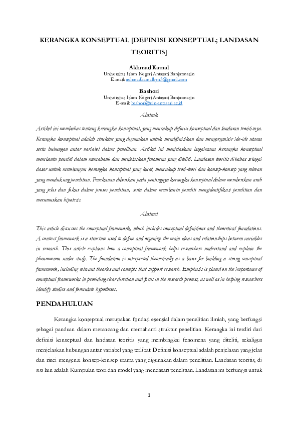 (PDF) KERANGKA KONSEPTUAL [DEFINISI KONSEPTUAL; LANDASAN TEORITIS