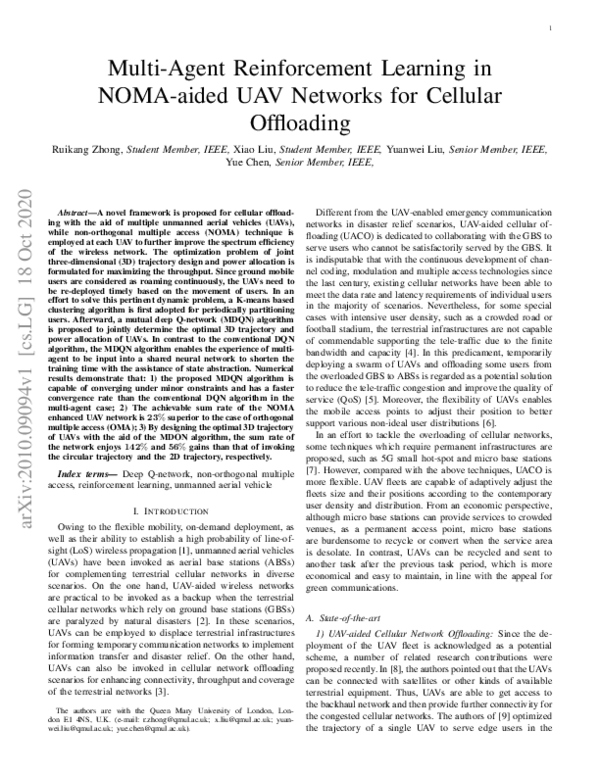 (PDF) Multi-Agent Reinforcement Learning in NOMA-aided UAV Networks for Cellular Offloading
