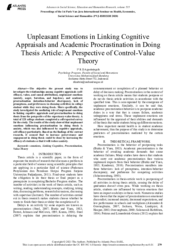 (PDF) Unpleasant Emotions in Linking Cognitive Appraisals and Academic ...