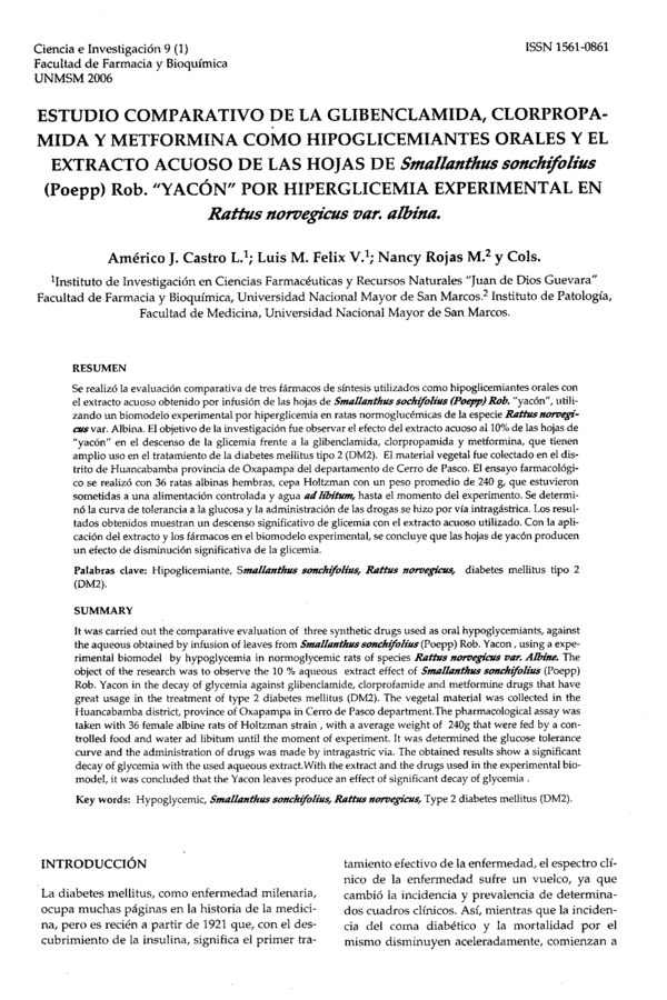 (PDF) Pamida y metformina como hipoglicemiantes orales y el extracto ...