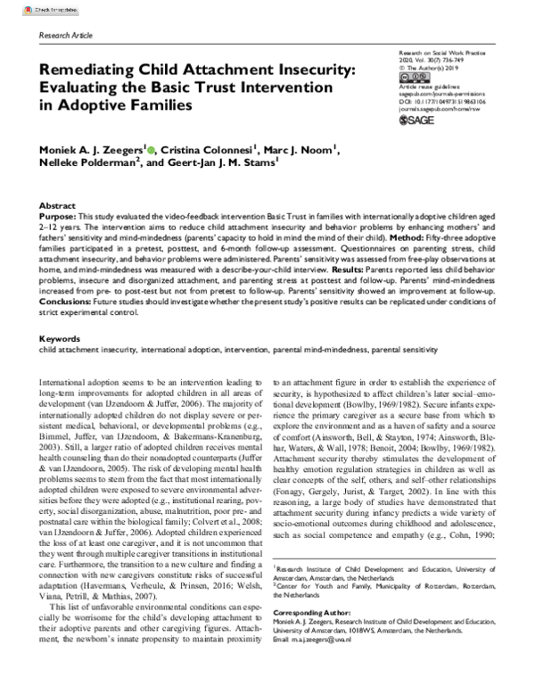 (PDF) Remediating Child Attachment Insecurity: Evaluating the Basic ...