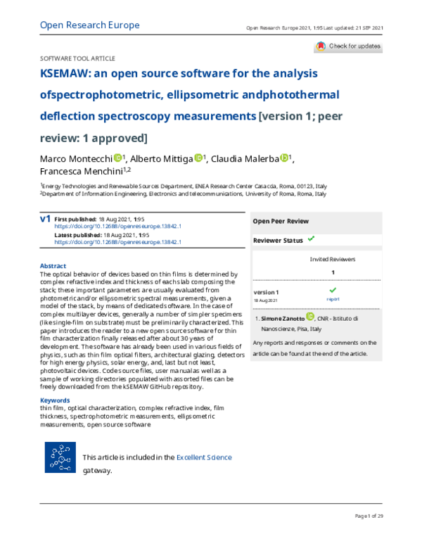 (PDF) KSEMAW: an open source software for the analysis ofspectrophotometric, ellipsometric ...