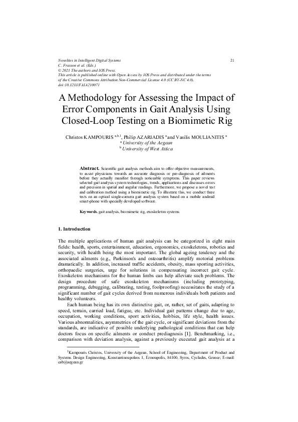 (PDF) A Methodology for Assessing the Impact of Error Components in Gait Analysis Using Closed ...