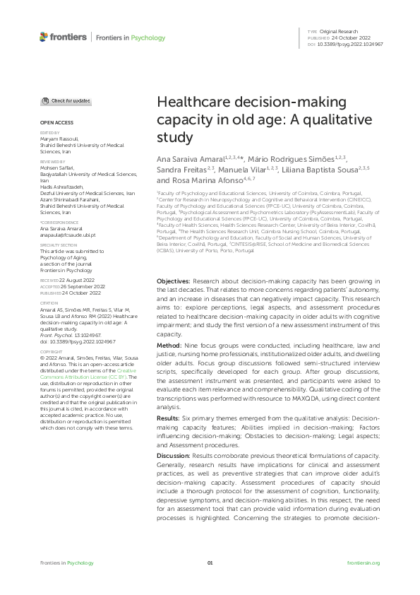 (PDF) Healthcare decision-making capacity in old age: A qualitative study