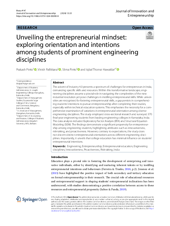 (PDF) Unveiling the entrepreneurial mindset: exploring orientation and intentions among students ...