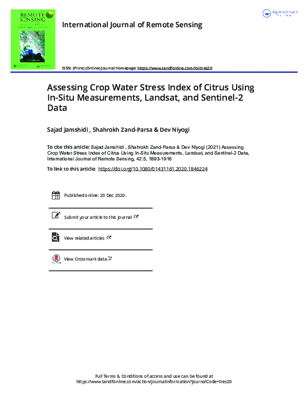(PDF) Assessing Crop Water Stress Index of Citrus Using In-Situ Measurements, Landsat, and ...
