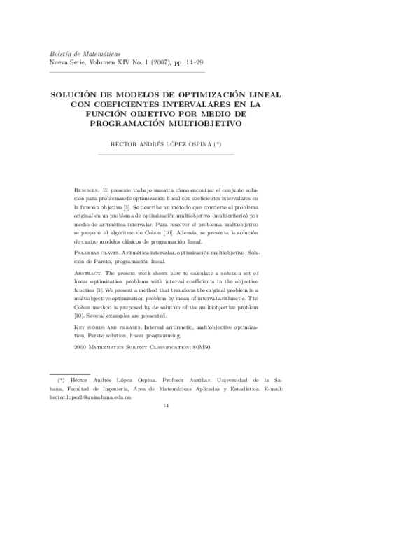 (PDF) Solución de modelos de optimización lineal con coeficientes ...
