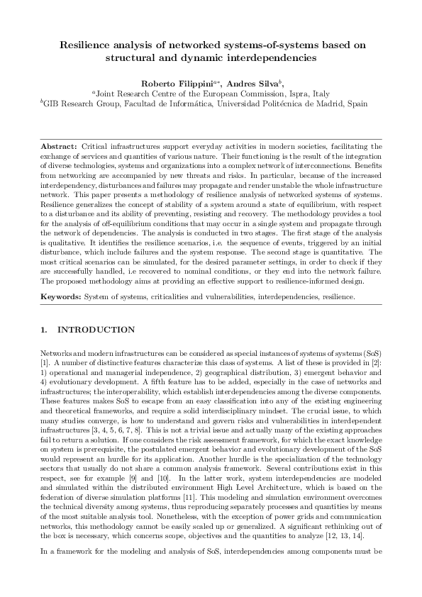 (PDF) Resilience analysis of networked systems-of-systems based on structural and dynamic ...