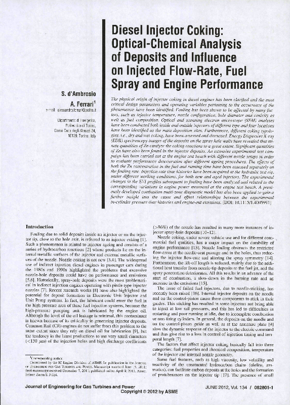 (PDF) Diesel Injector Coking: Optical-Chemical Analysis of Deposits and ...