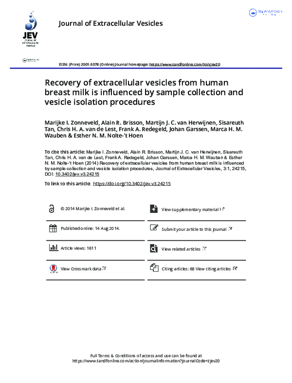 (PDF) Recovery of extracellular vesicles from human breast milk is ...