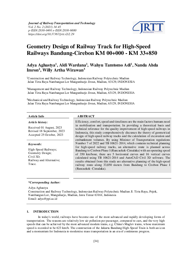(PDF) Geometry Design of Railway Track for High-Speed Railways Bandung ...