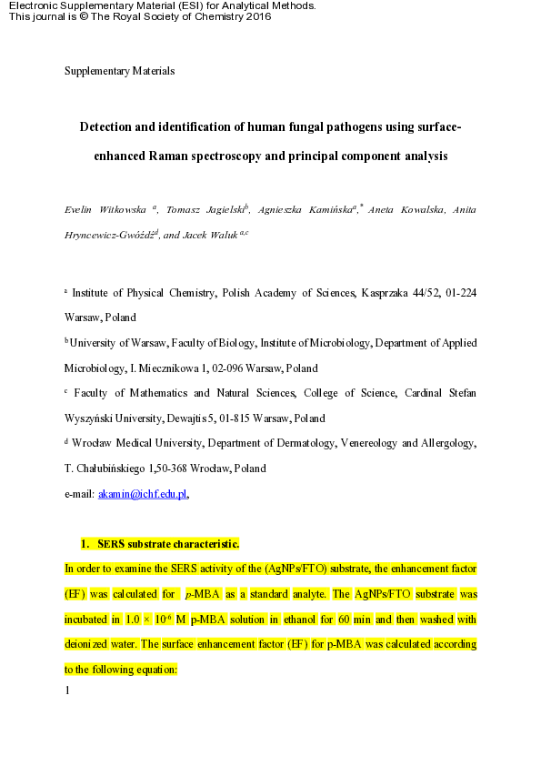 (PDF) Detection and identification of human fungal pathogens using surface-enhanced Raman ...