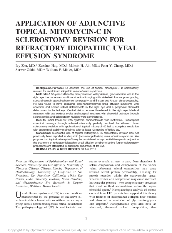 (PDF) Application of Adjunctive Topical Mitomycin-C in Sclerostomy ...