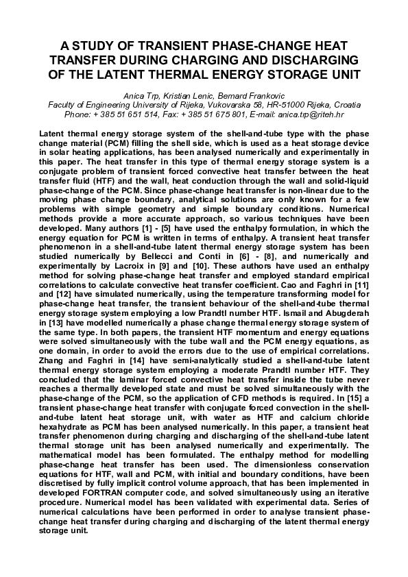 (PDF) Transient Phase-Change Heat Transfer Analysis