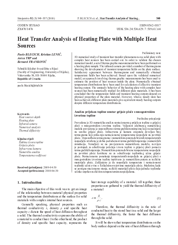 (PDF) Heat Transfer Analysis of Heating Plate with Multiple Heat Sources