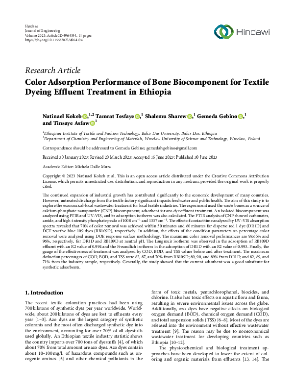 (PDF) Color Adsorption Performance of Bone Biocomponent for Textile ...