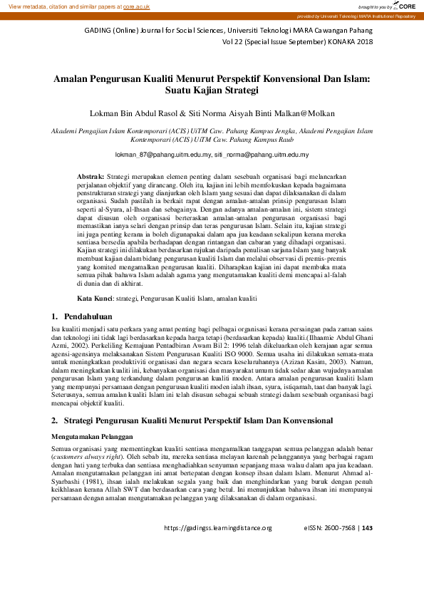 (PDF) Amalan pengurusan kualiti menurut perspektif konvensional dan ...