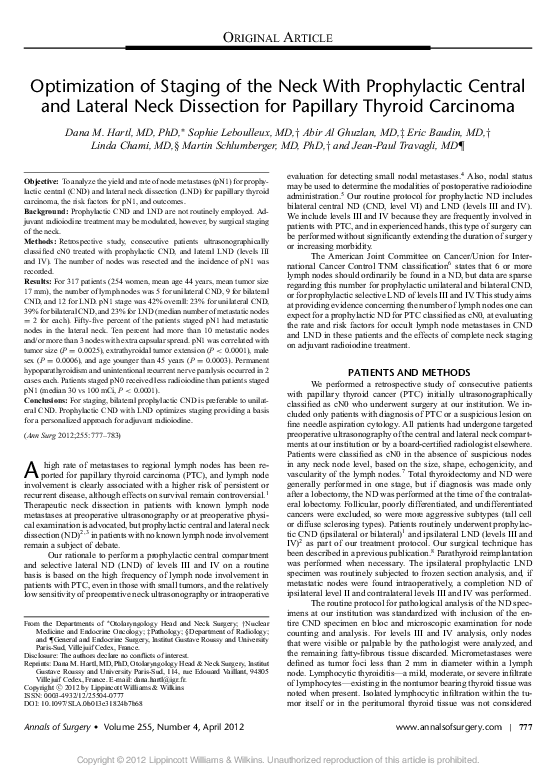 (PDF) Optimization of Staging of the Neck With Prophylactic Central and ...