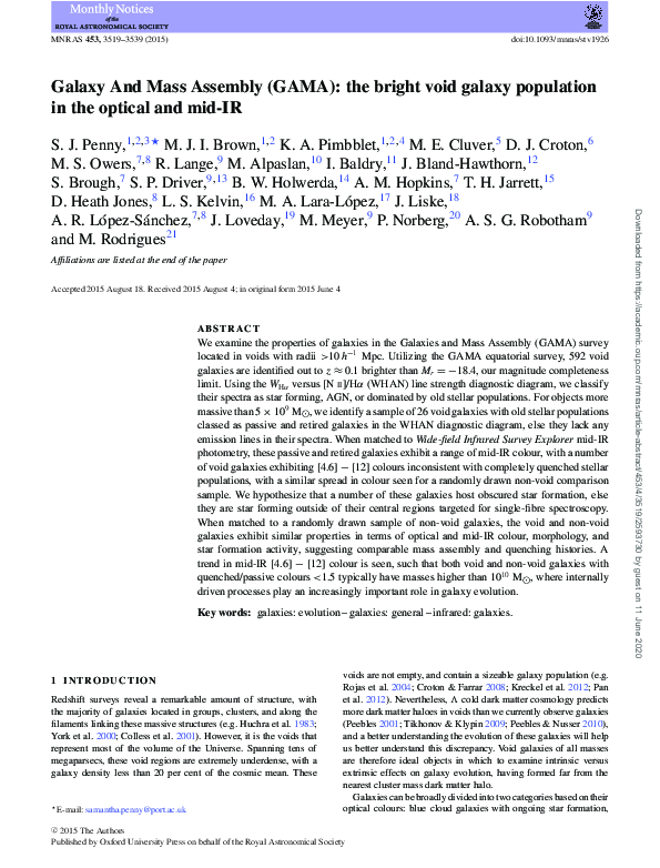 (PDF) Galaxy And Mass Assembly (GAMA): the bright void galaxy ...