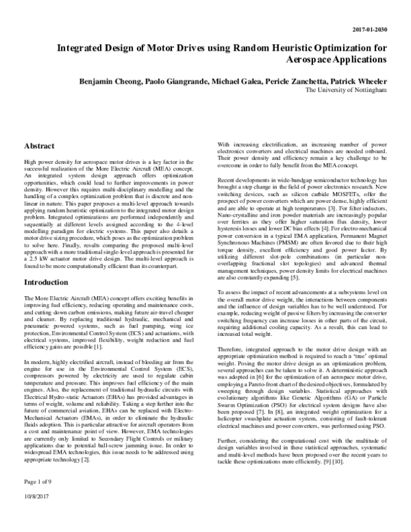 (PDF) Integrated Design of Motor Drives Using Random Heuristic ...