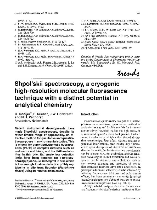 (PDF) Shpol'skii spectroscopy, a cryogenic high-resolution molecular ...