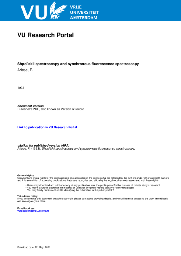(PDF) Shpol'skii spectroscopy and synchronous fluorescence spectroscopy