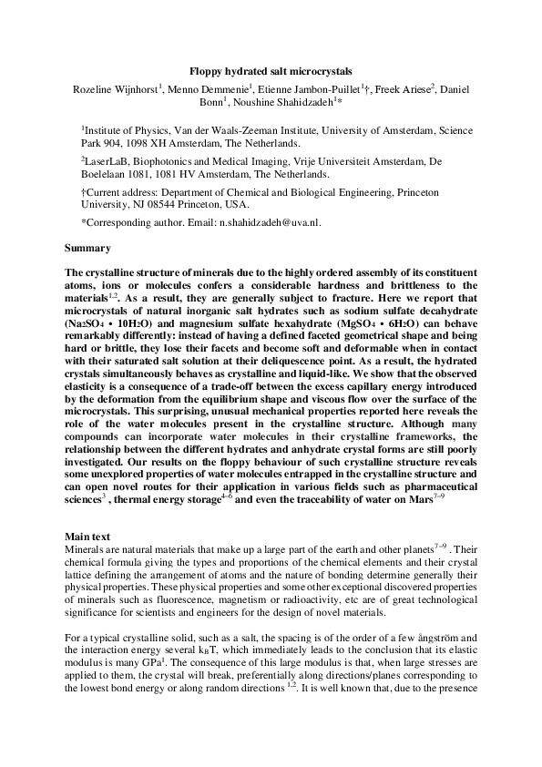 (PDF) Floppy hydrated salt microcrystals