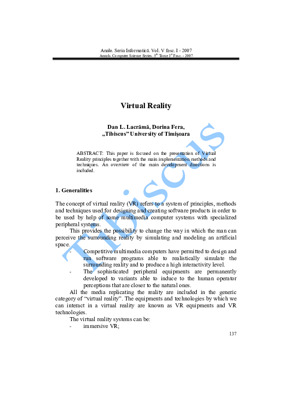 (PDF) Virtual Reality