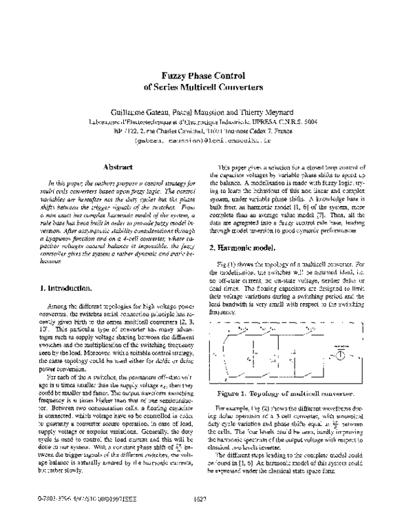 (PDF) Fuzzy phase control of series multicell converters