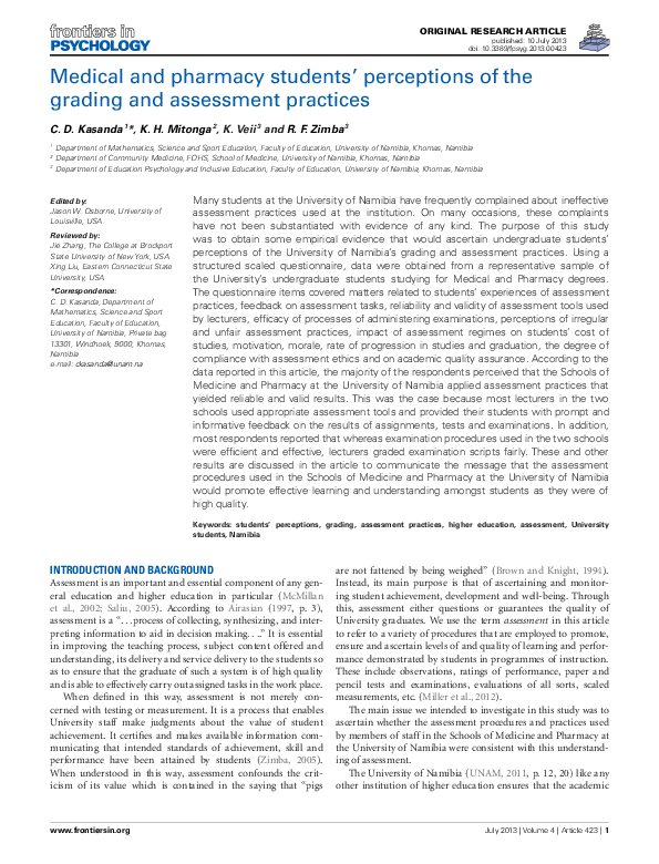 (PDF) Medical and pharmacy students' perceptions of the grading and ...