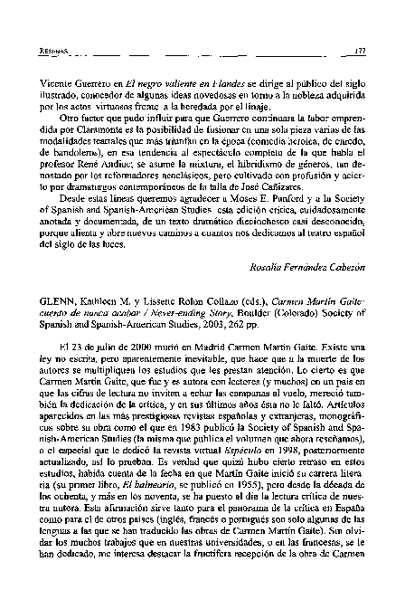 (PDF) Kathleen M. Glenn y Lissette Rolon Collazo, "Carmen Martín Gaite ...