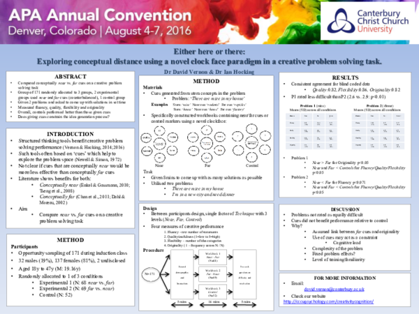(PDF) Either here or there: exploring conceptual distance using a novel clock face paradigm in a ...