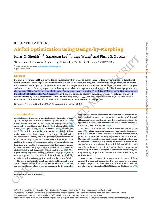 (PDF) Airfoil optimization using Design-by-Morphing