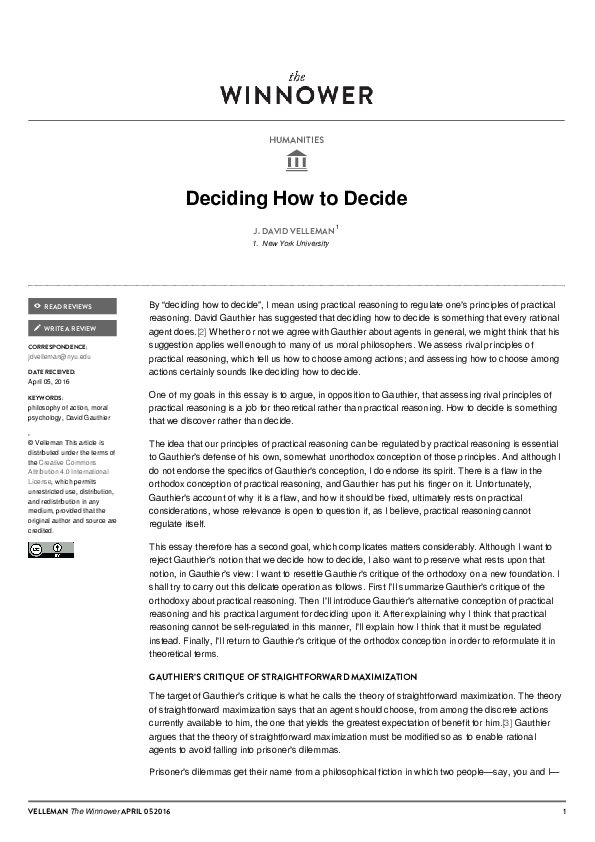 (PDF) On Deciding When to Decide