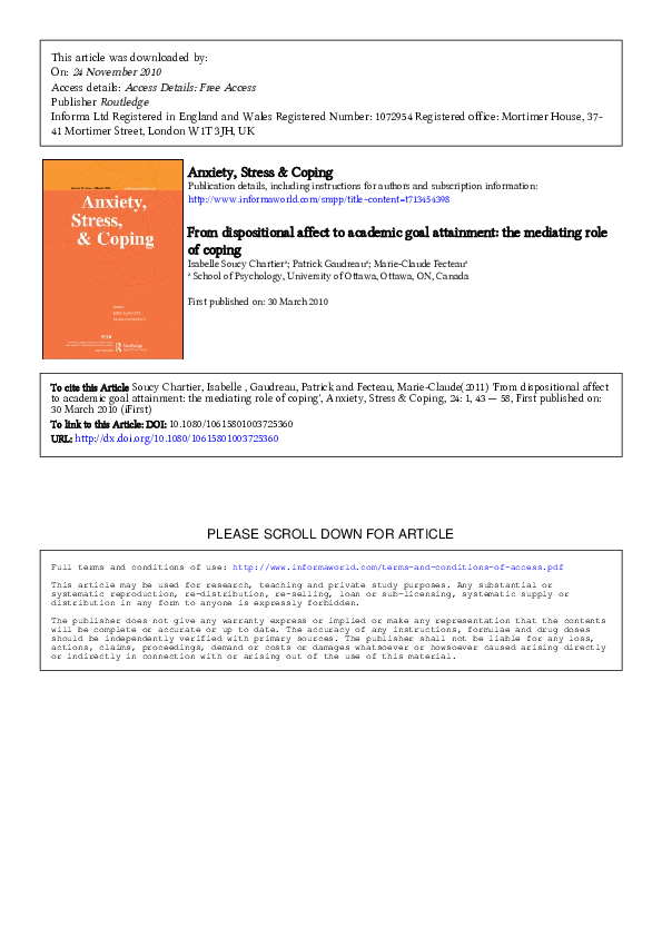 (PDF) From dispositional affect to academic goal attainment: the ...