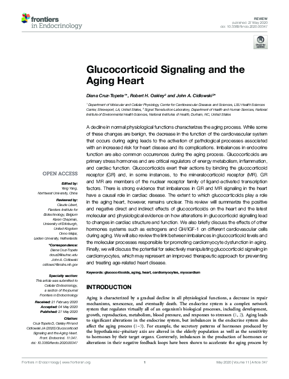 (PDF) Glucocorticoid Signaling and the Aging Heart