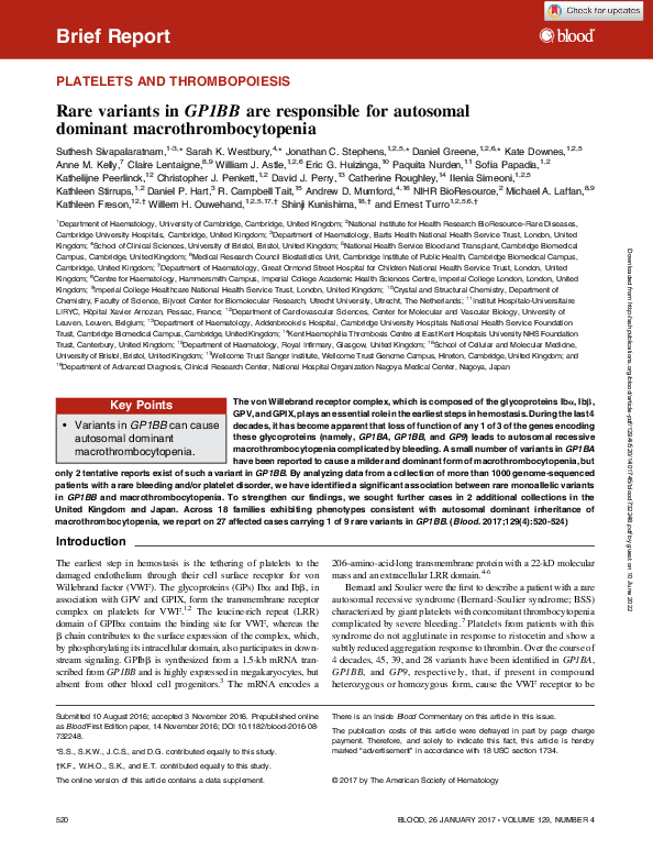 (PDF) Rare variants in GP1BB are responsible for autosomal dominant ...