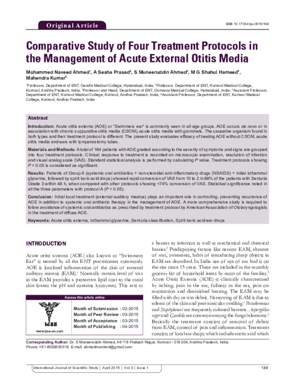 (PDF) Comparative Study of Four Treatment Protocols in the Management ...