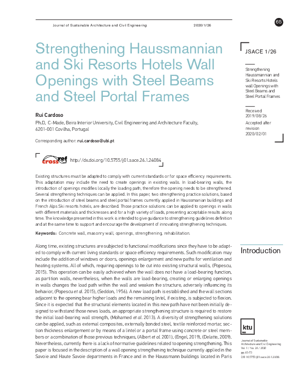 (PDF) Strengthening Haussmannian and Ski Resorts Hotels Wall Openings ...